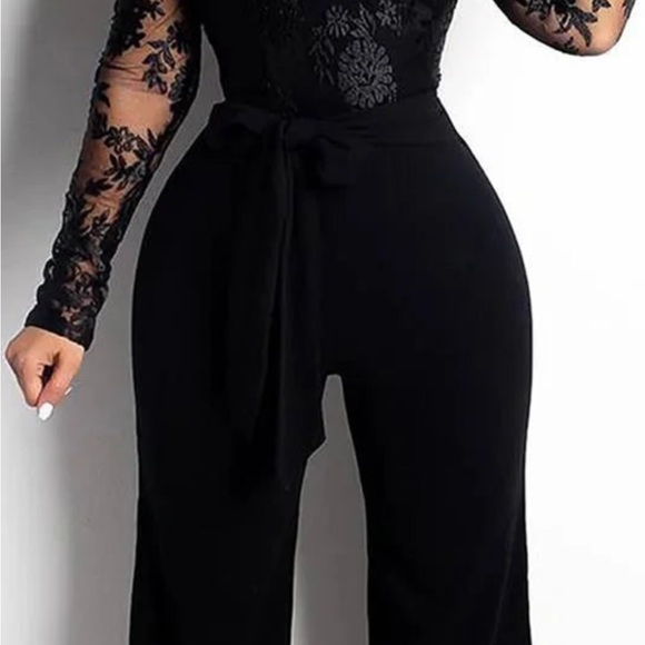 Xpluswear | Pants & Jumpsuits | Semi Formal Long Sleeve Black Lace ...